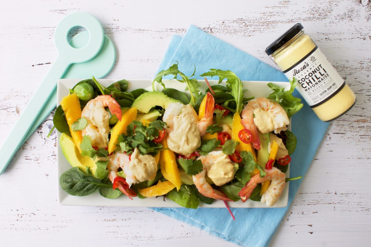 Prawn and Mango Salad with Coconut Chilli Mayonnaise - Roza's Gourmet
